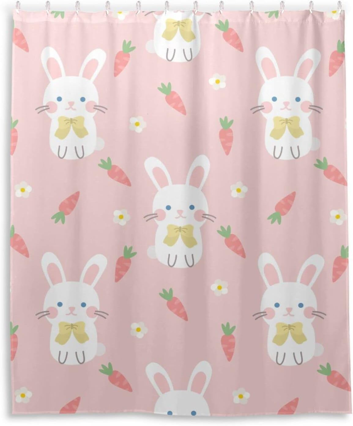 FREEAMG Rabbit Shower Curtain Waterproof Fabric Bath Curtain with Hooks ...