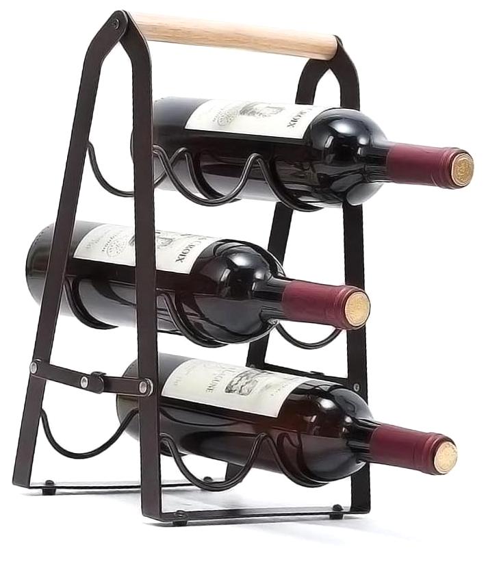 FREEAMG Rack, 6 Bottle Wooden Countertop Free Standing Shelf,3 Tier ...