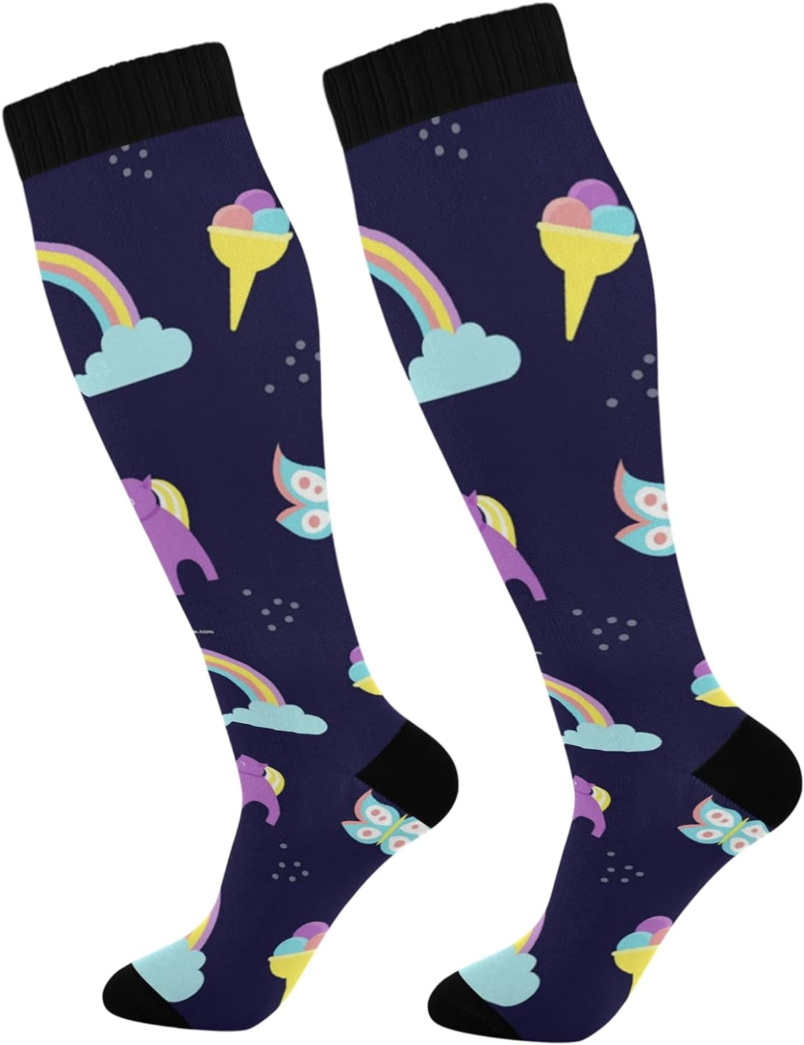 FREEAMG Rainbow Compression Socks for Men & Women Knee High Stockings ...