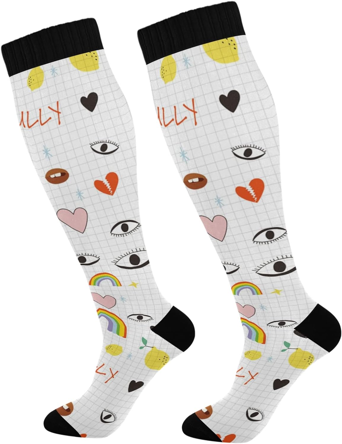 FREEAMG Rainbow Compression Socks for Men & Women Knee High Stockings ...