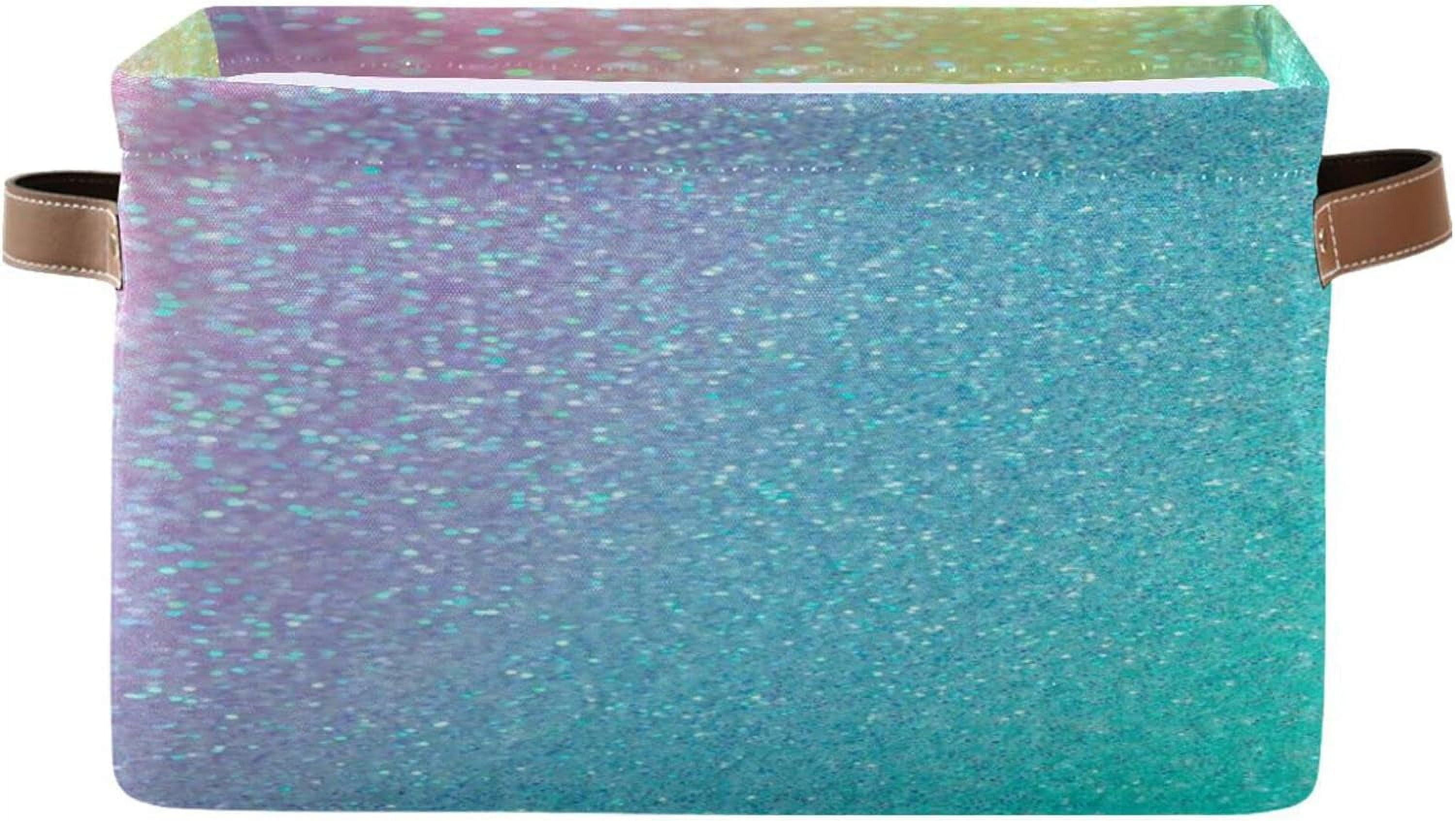 FREEAMG Rainbow Glitter Texture Storage Basket 1 Pack, Collapsible ...