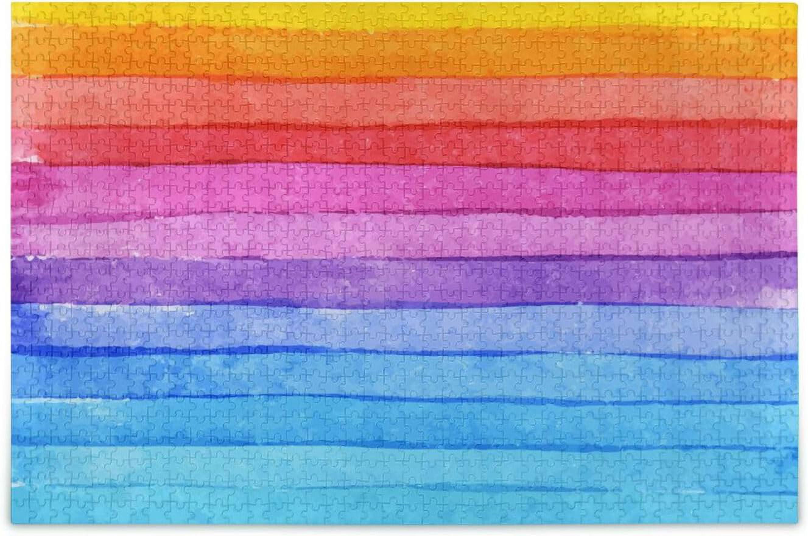 FREEAMG Rainbow Jigsaw Puzzle for Adults Teens Kids, 1000 Pieces Wooden ...