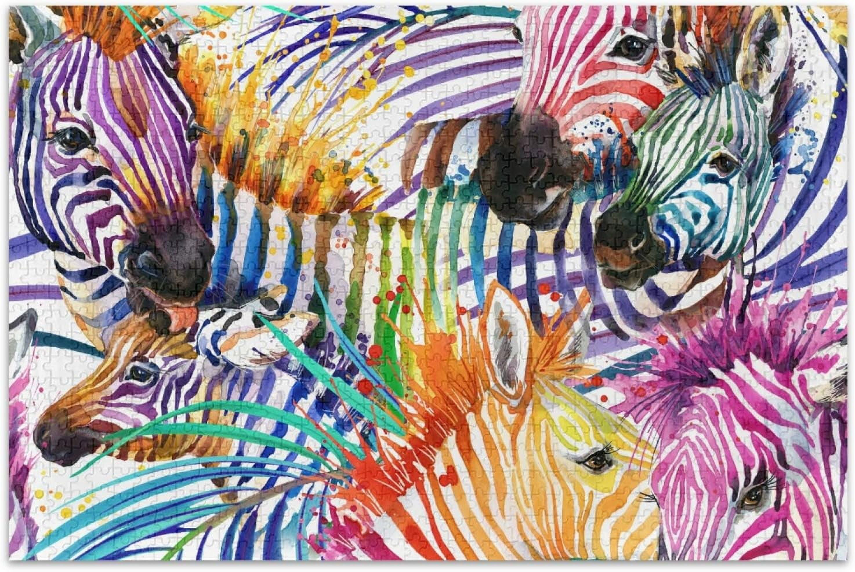 FREEAMG Rainbow Zebra Puzzles for Adults 500 Piece, Challenging Paper ...