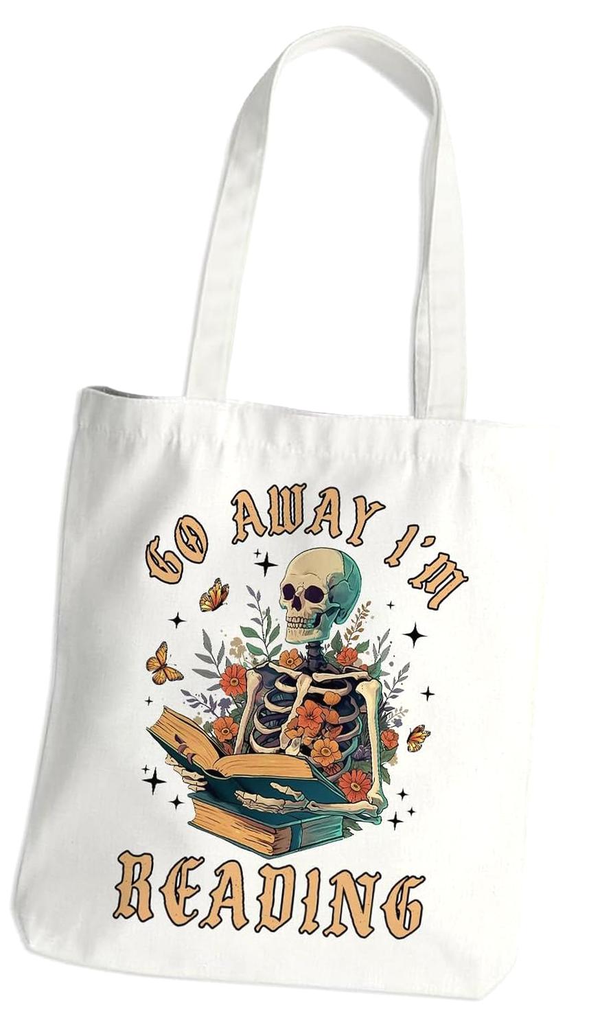 FREEAMG Reading Themed Canvas Tote for Women, Book Lover's Pouch, Ideal ...