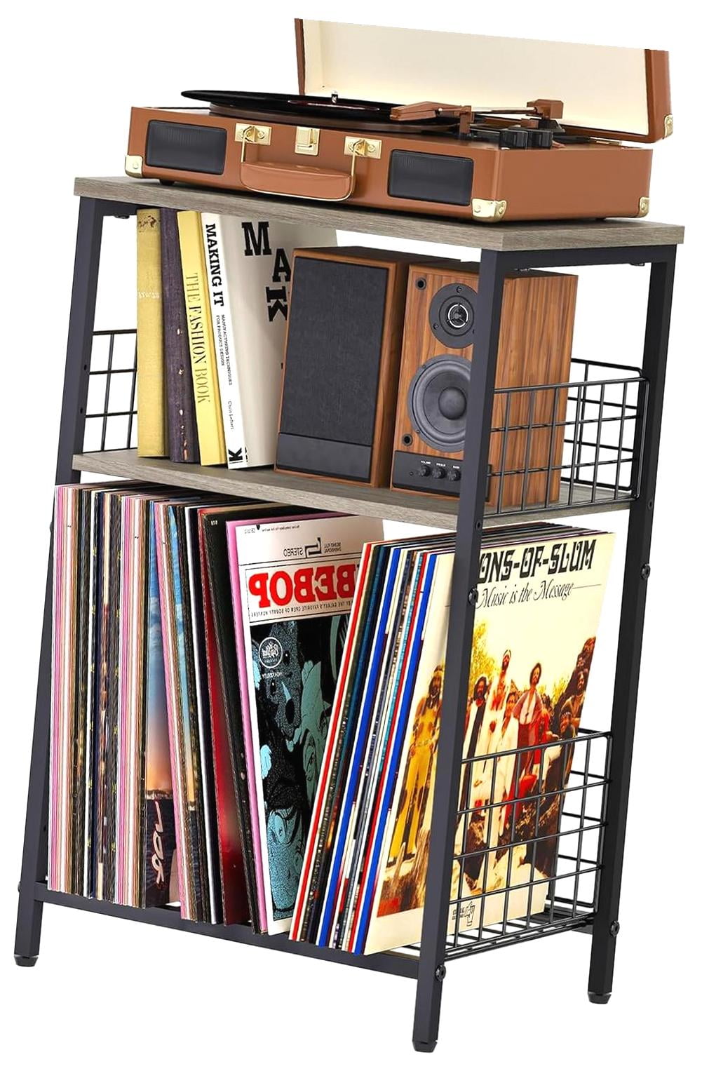 FREEAMG Record Player Stand with Storage for 100 Albums, 3-Tier Vinyl ...