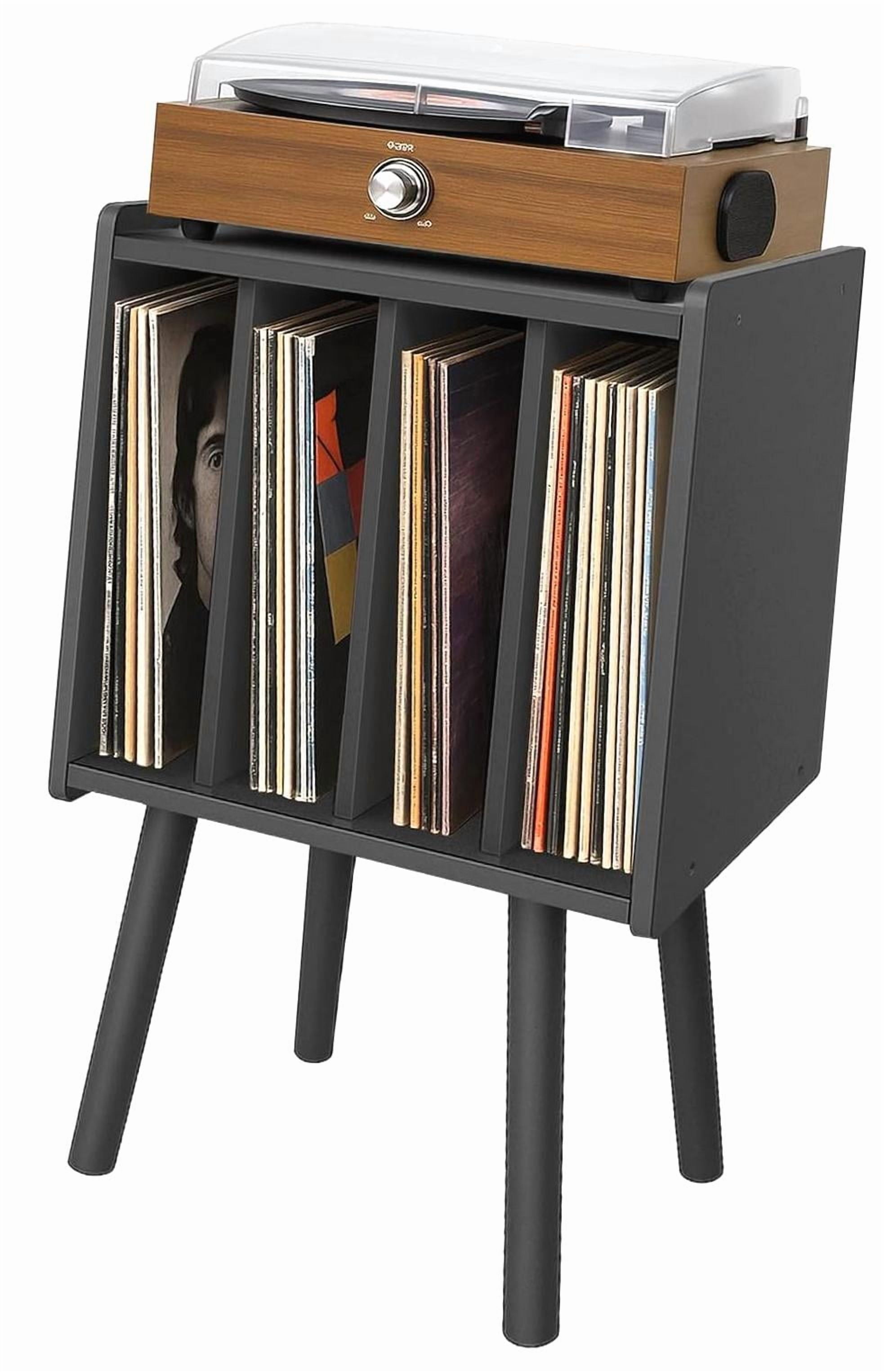 FREEAMG Record Player Stand, Vinyl Storage Cabinet with 4 Compartments ...