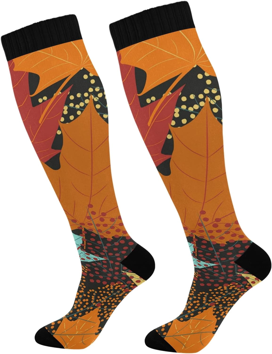 FREEAMG Rectangular and Circular Patterns Compression Socks for Women ...