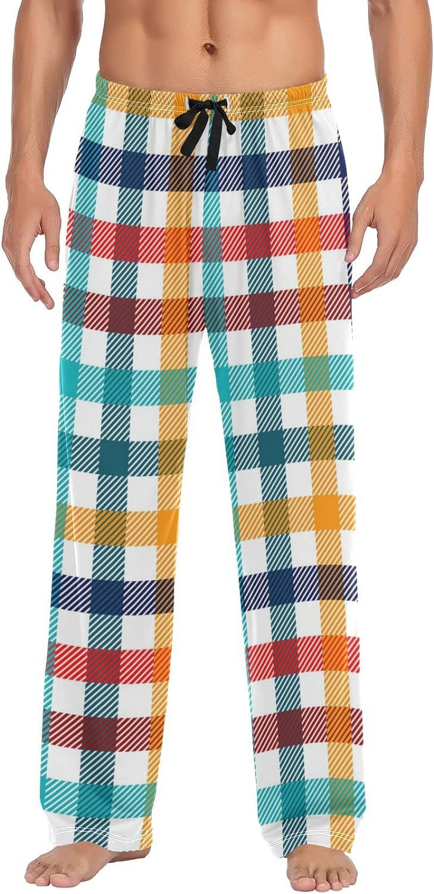 FREEAMG Red Checkered Gingham Tartan Men's Pajama Pants Sleepwear ...