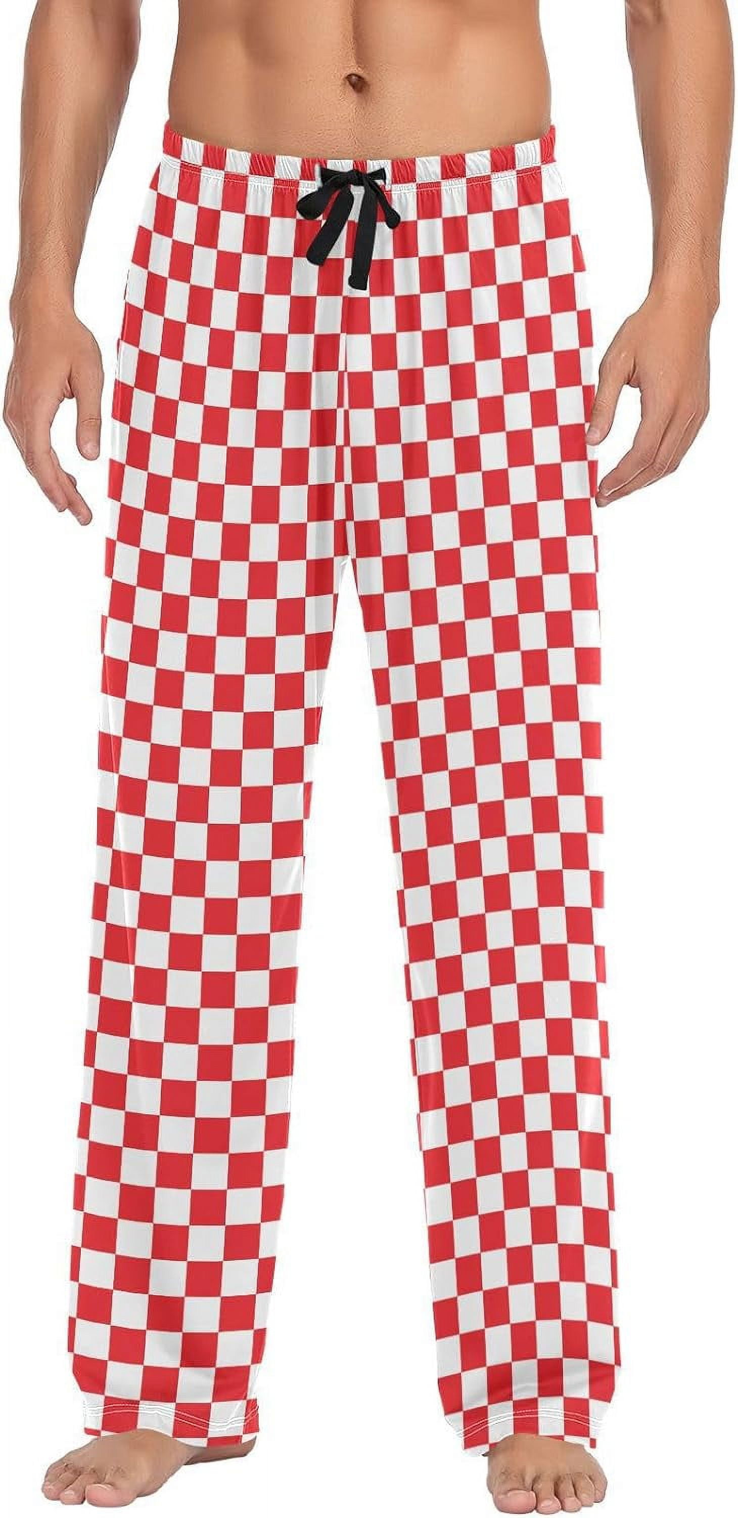 FREEAMG Red Checkered Pajama Pants for Men, Men's Separate Bottoms ...