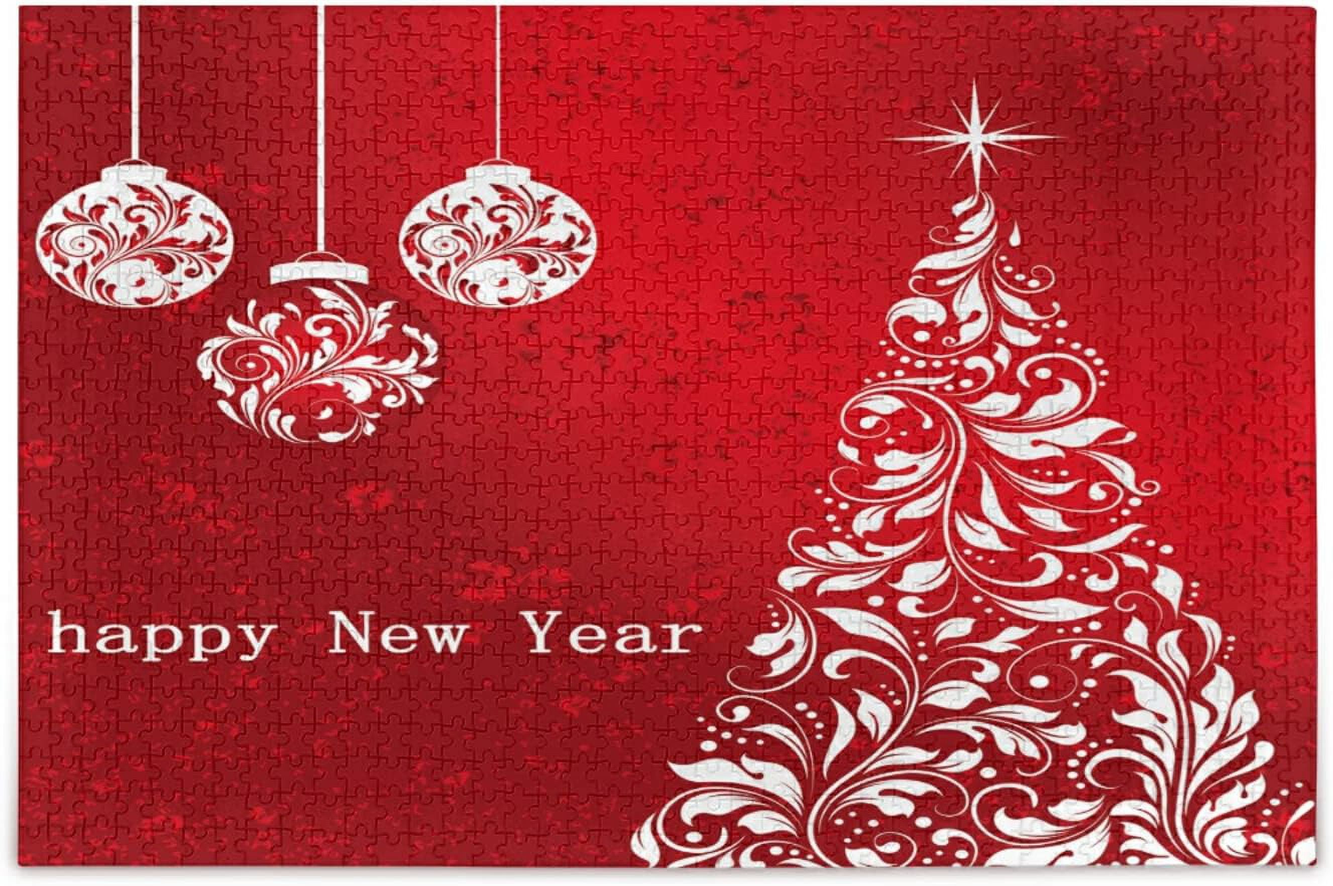 FREEAMG Red Happy New Year Puzzle 1000 Piece Jigsaw Puzzle,Ntellectual ...