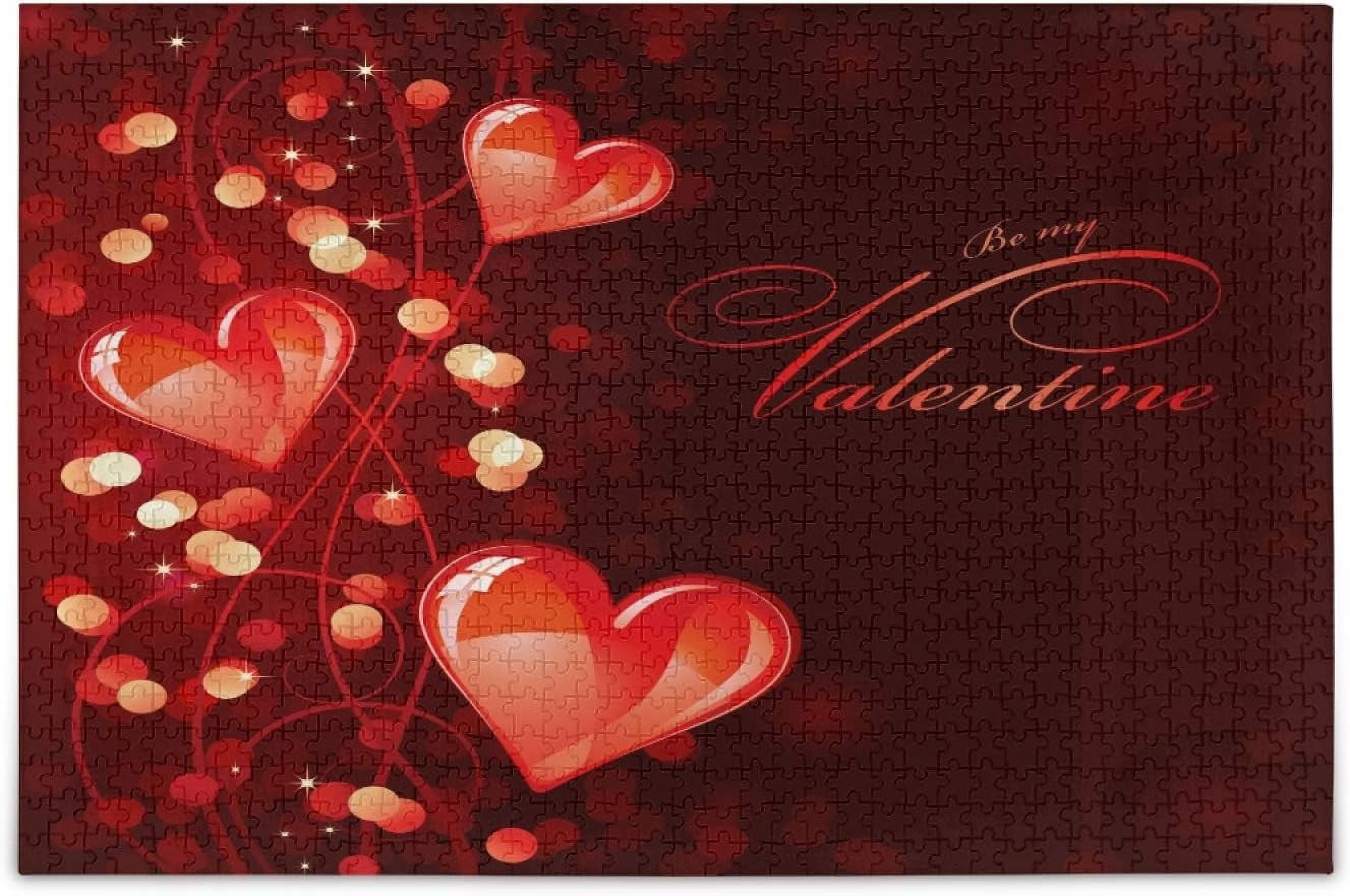 FREEAMG Red Heart Valentine Day Puzzle for Adults 500 Piece Puzzles ...