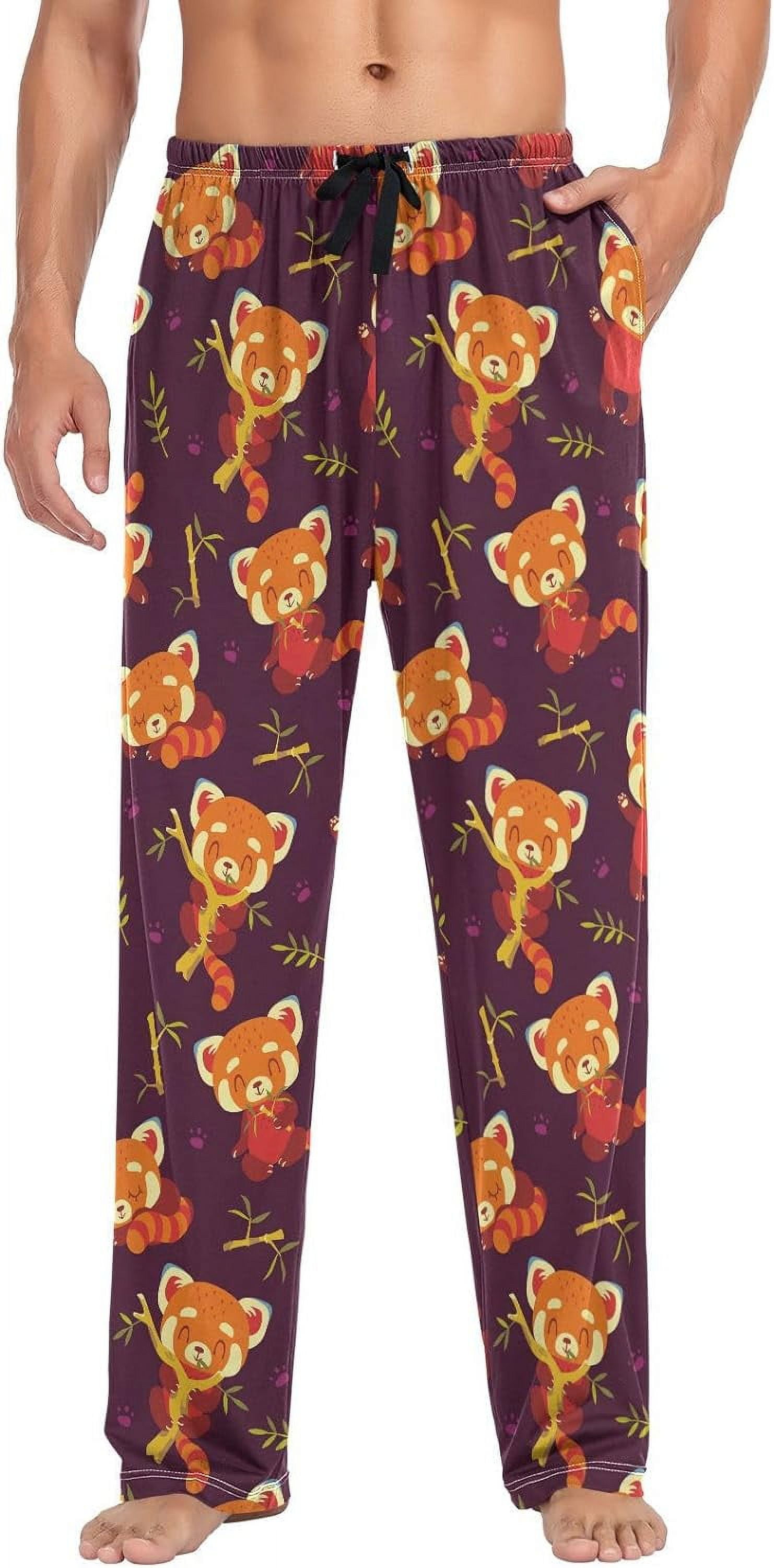 FREEAMG Red Panda Pajama Pants for Men, Men's Separate Bottoms, Pure ...