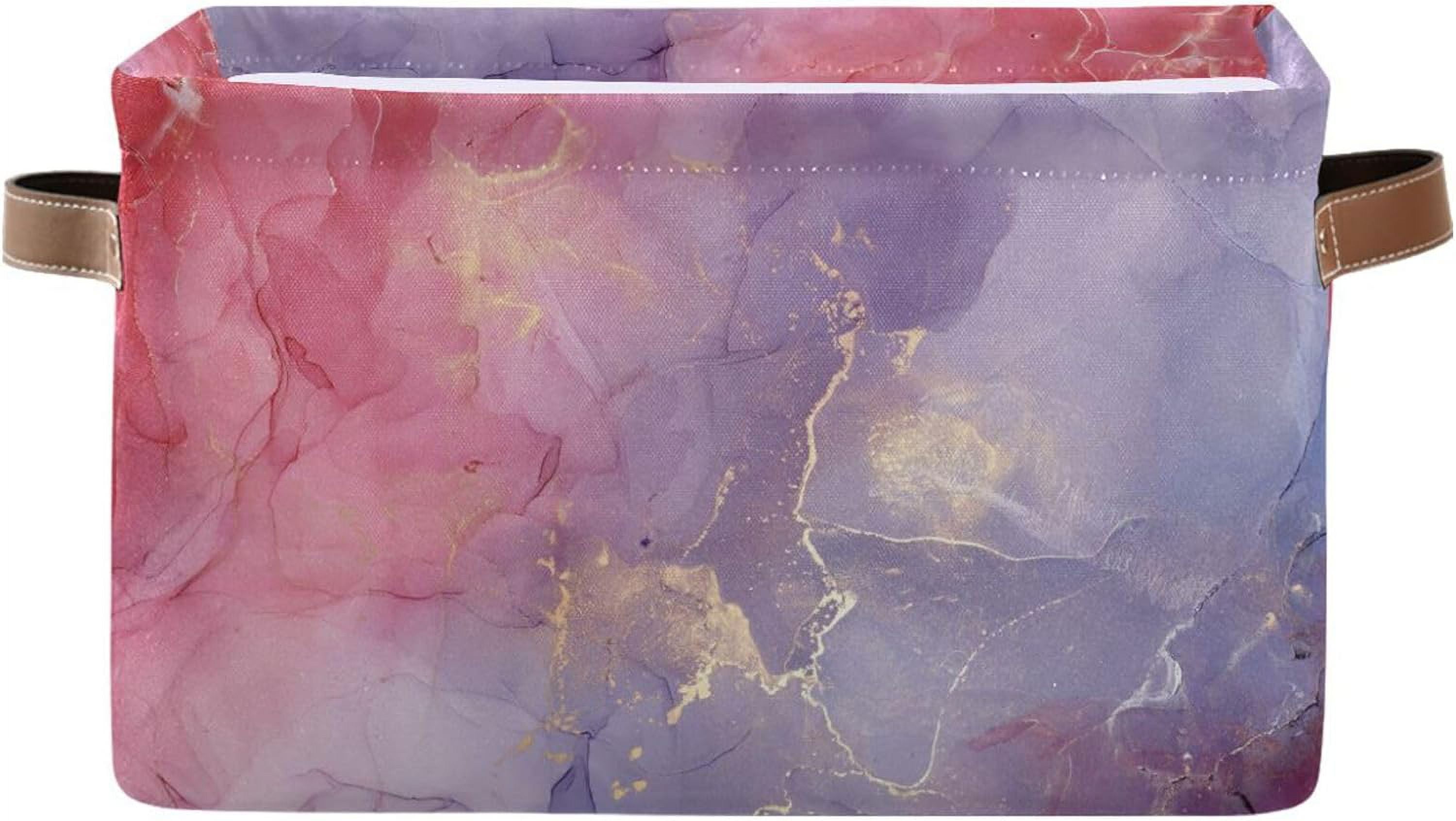 FREEAMG Red Purple Marble Texture Large Square Storage Basket Bin with ...