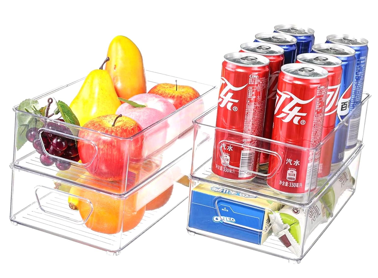 FREEAMG Refrigerator Organizer Bins, Set of 6 Stackable Clear Plastic ...
