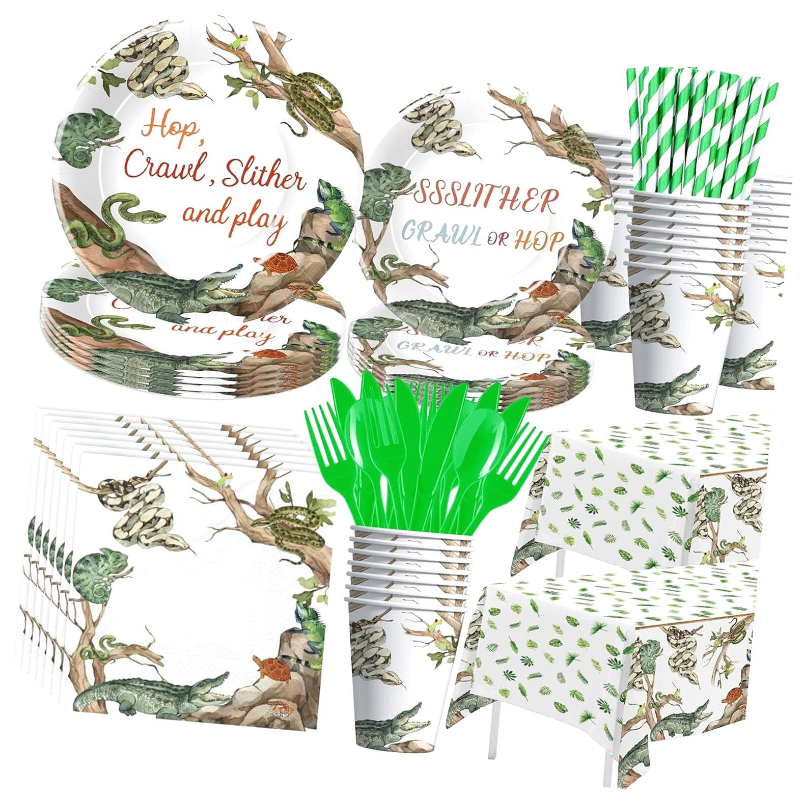FREEAMG Reptile Birthday Party Supplies - Decorations Including Plates ...