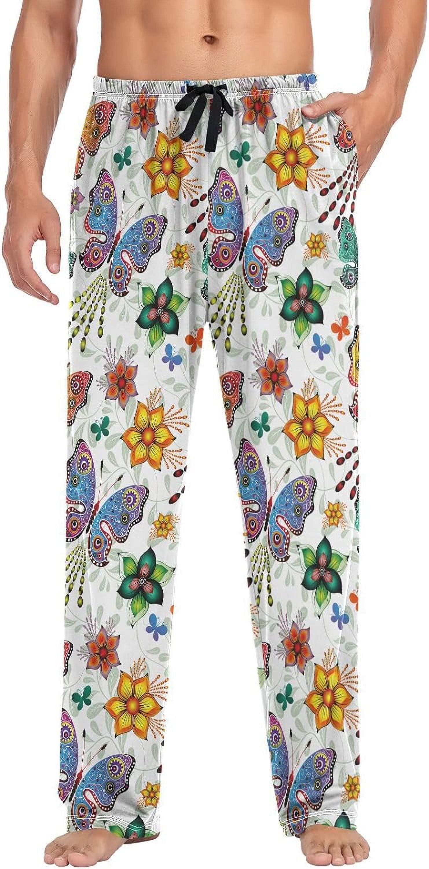 FREEAMG Retro Butterfly Pajama Pants for Men, Men's Separate Bottoms ...