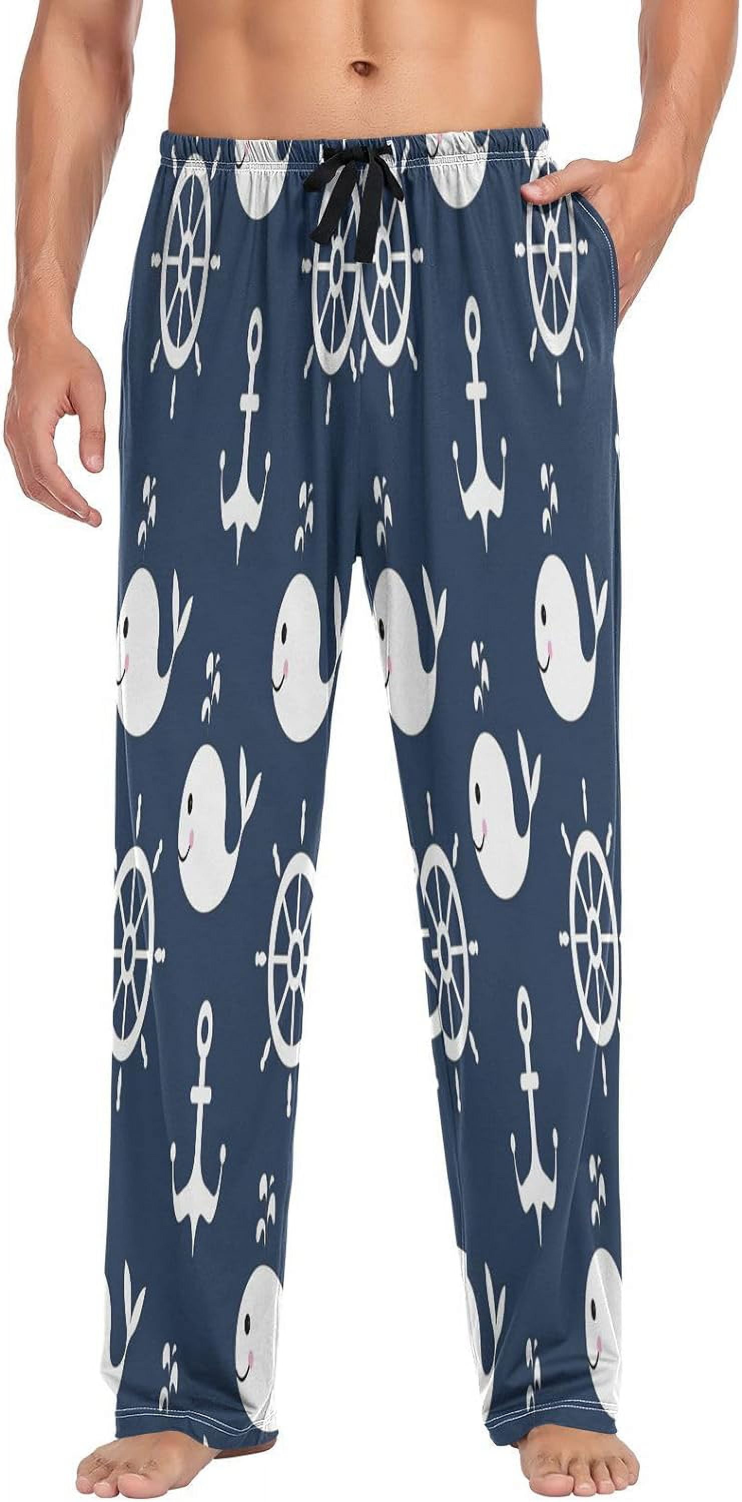 FREEAMG Retro Cartoon Whale Anchor Pajama Pants for Men, Men's Separate ...