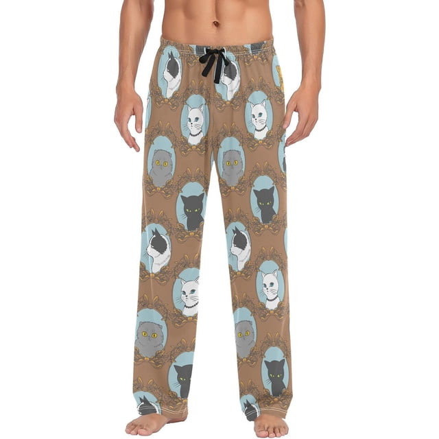 FREEAMG Retro Cats Pajama Pants for Men, Men's Separate Bottoms ...