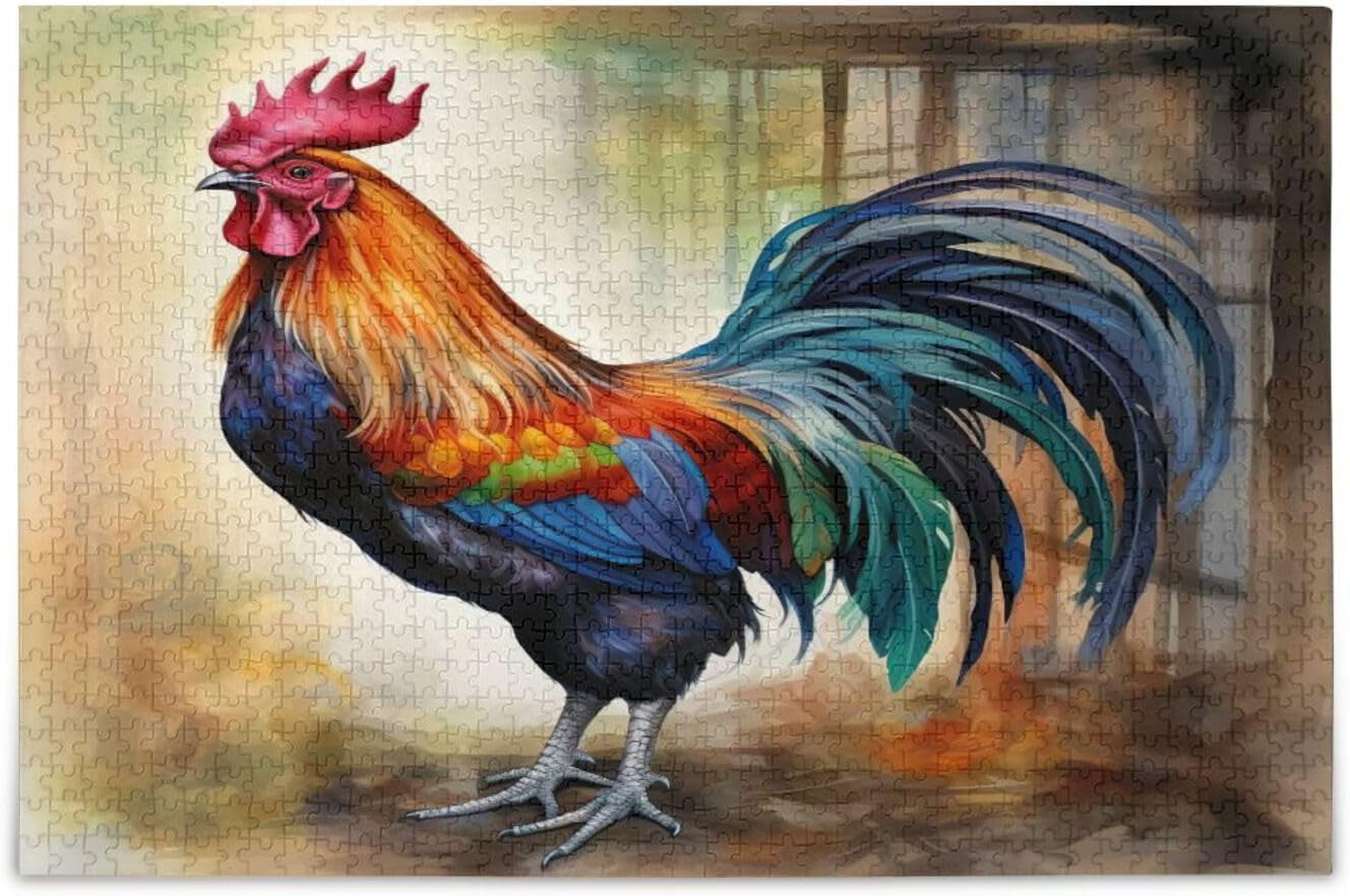 FREEAMG Retro Style Farmhouse Rooster Jigsaw Puzzles for Adults 500 ...