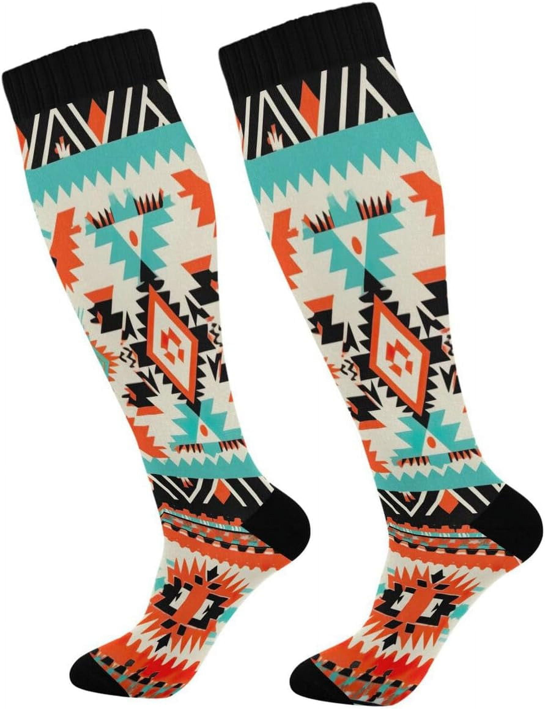 FREEAMG Retro Tribal Patterns Compression Socks Women Men Knee High ...