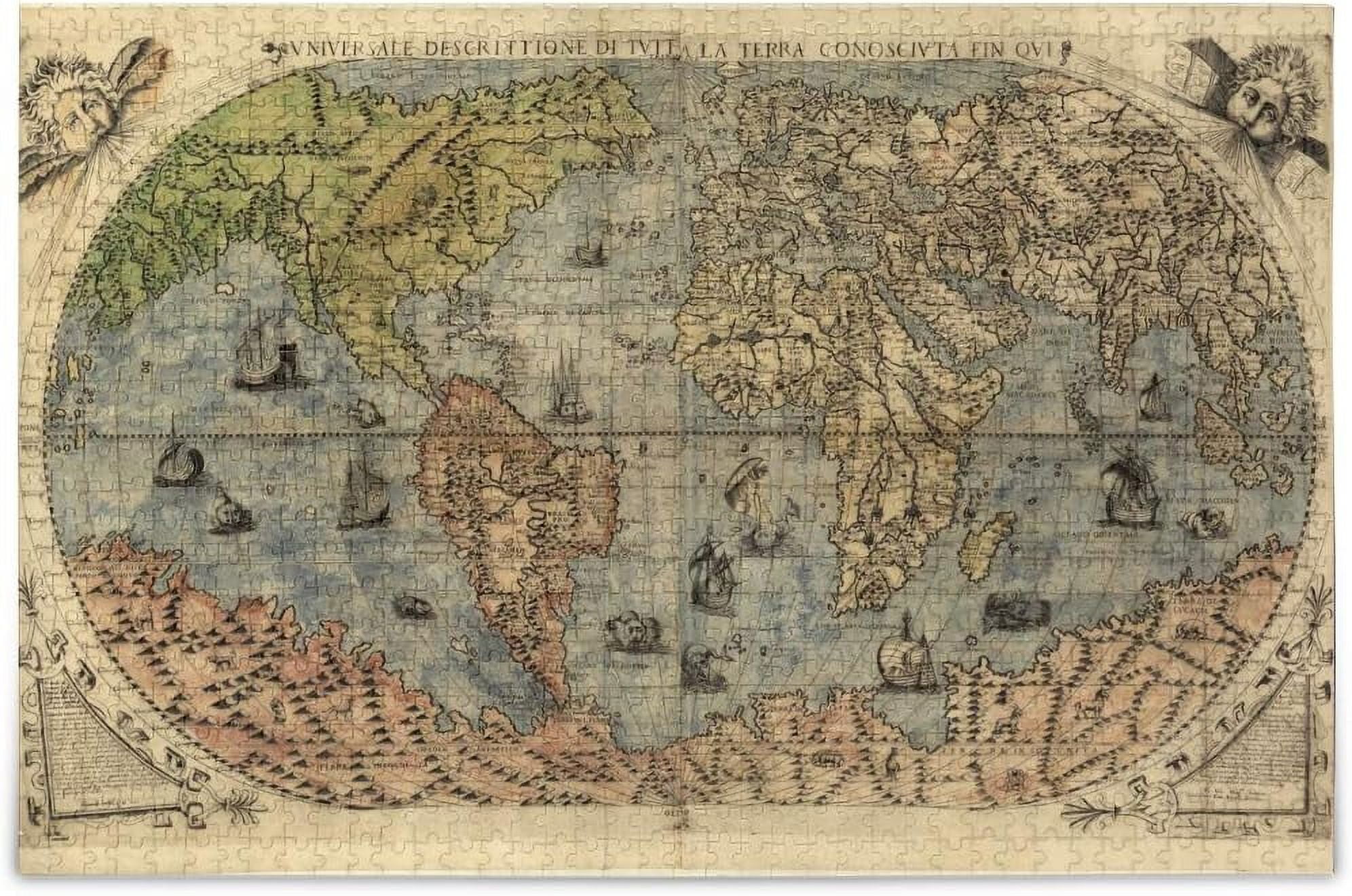 FREEAMG Retro Vintage World Map Travel Design Jigsaw Puzzles 1000 ...