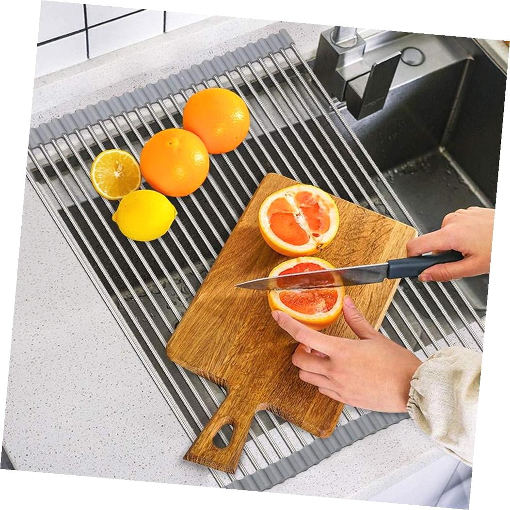 FREEAMG Roll-Up Sink Dish Drying Rack – Foldable stainless steel wire ...
