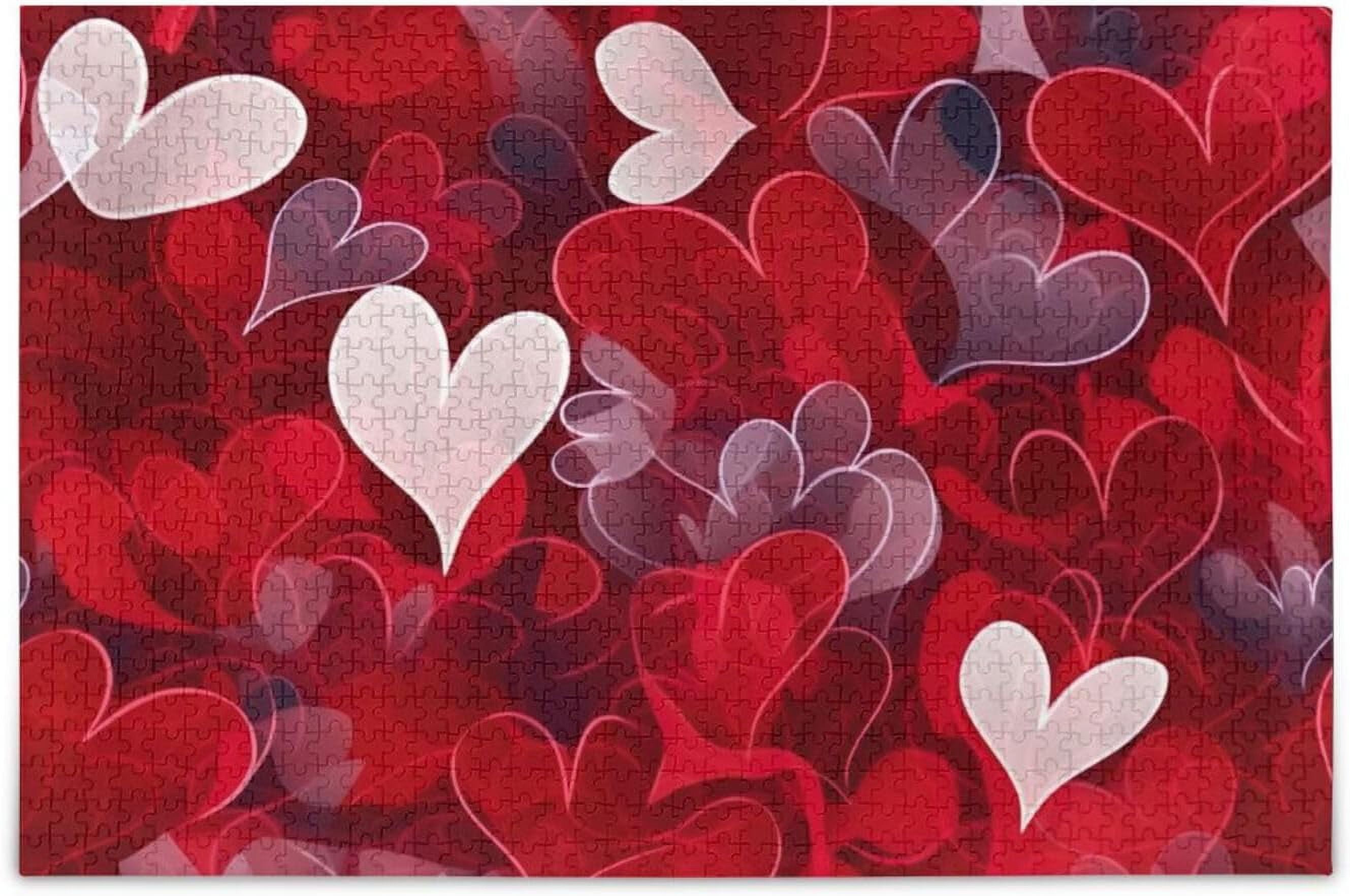 FREEAMG Romantic Hearts Puzzle 1000 Pieces - Wooden Jigsaw Puzzles for ...