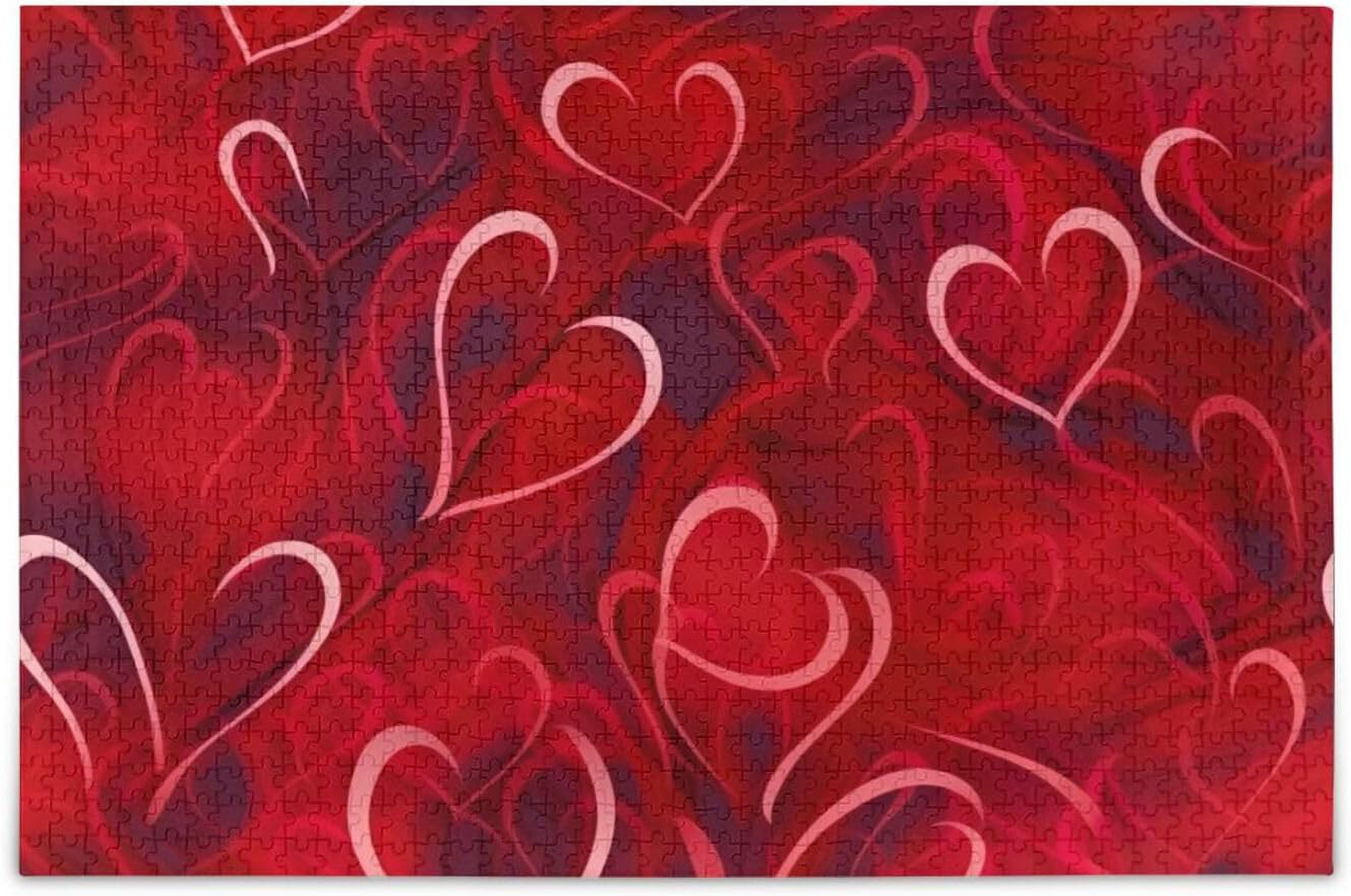 FREEAMG Romantic Red Heart Puzzle 1000 Pieces - Wooden Jigsaw Puzzles ...