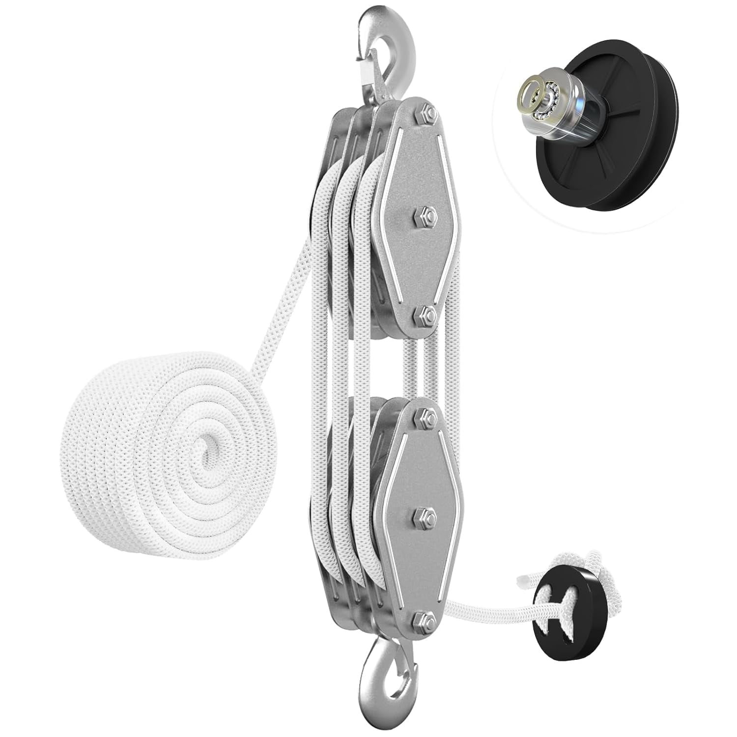 FREEAMG Rope Hoist Pulley System, 2200LB Pulley Block and Tackle, 6:1 ...