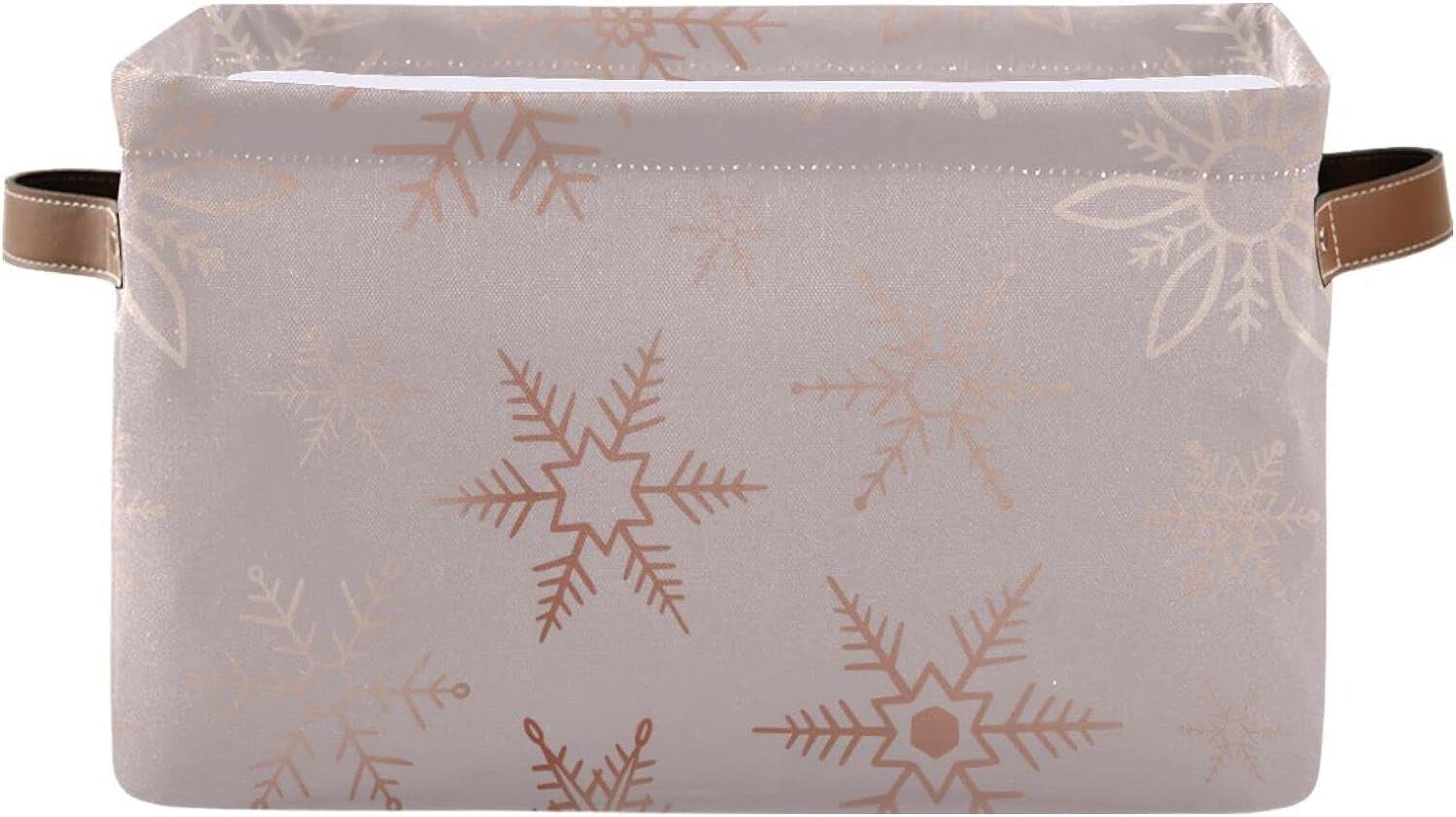 FREEAMG Rose Gold Christmas Snowflake Storage Basket with Handles ...