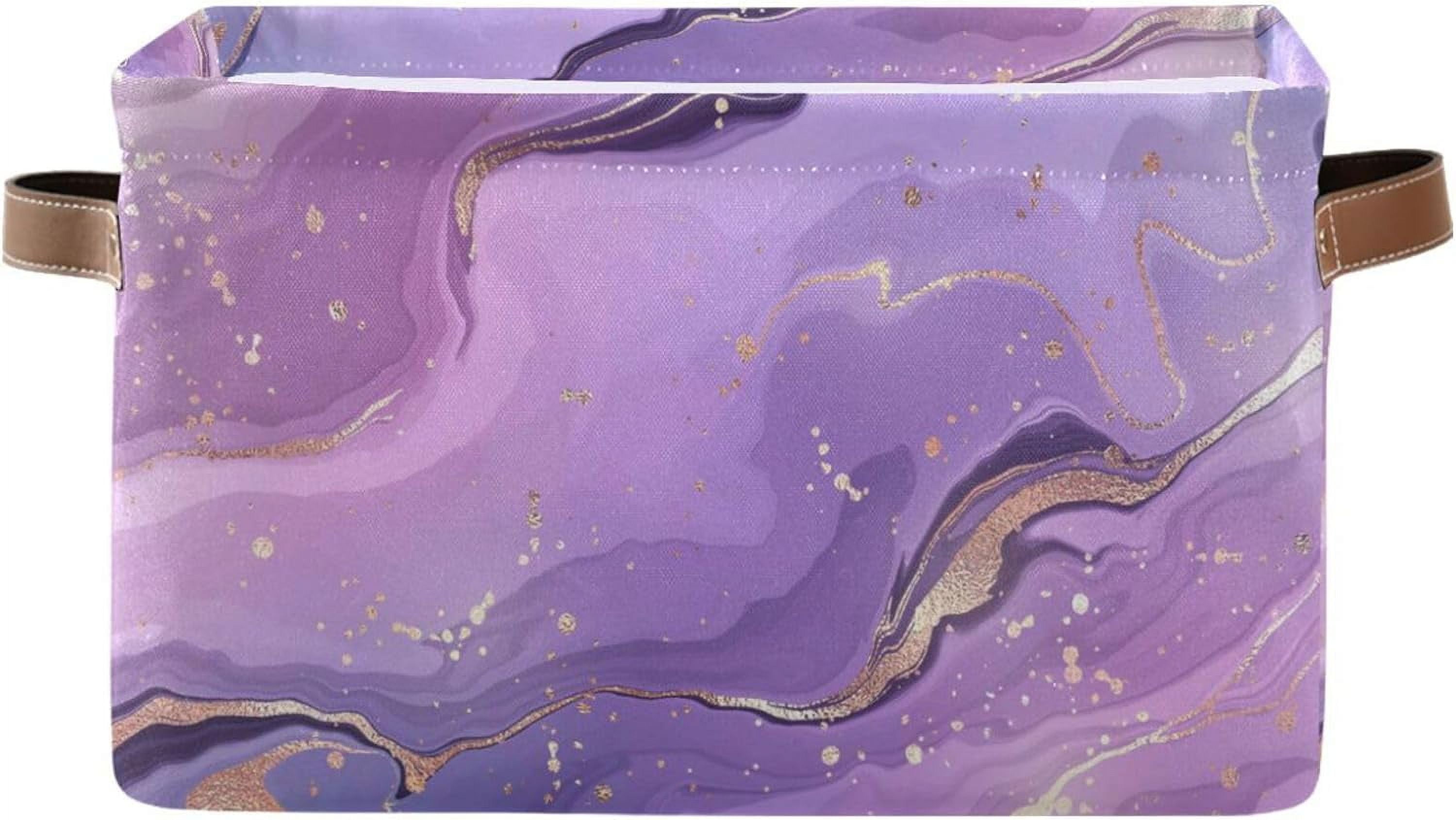 FREEAMG Rose Purple Liquid Marble Large Square Storage Basket Bin with ...