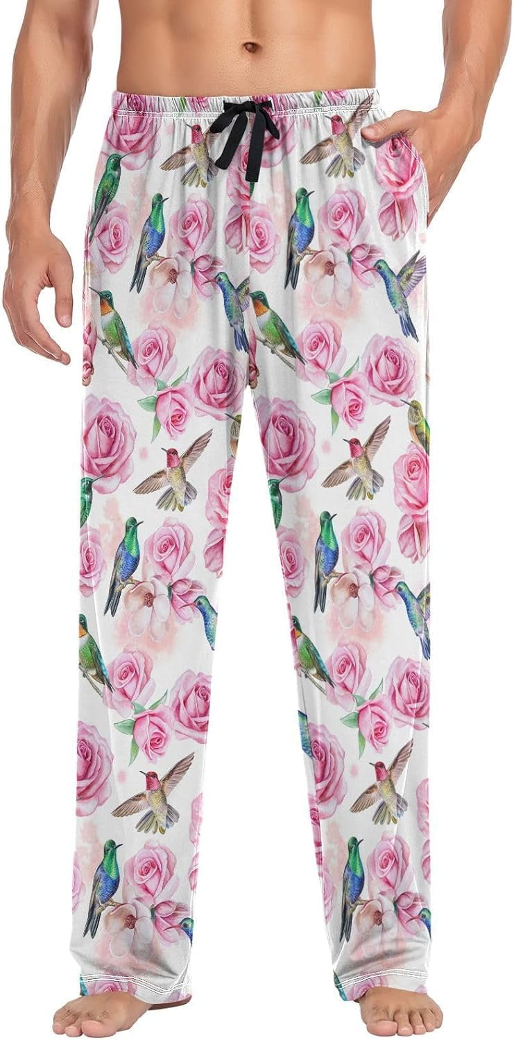 FREEAMG Roses Hummingbird Pajama Pants for Men, Men's Separate Bottoms ...