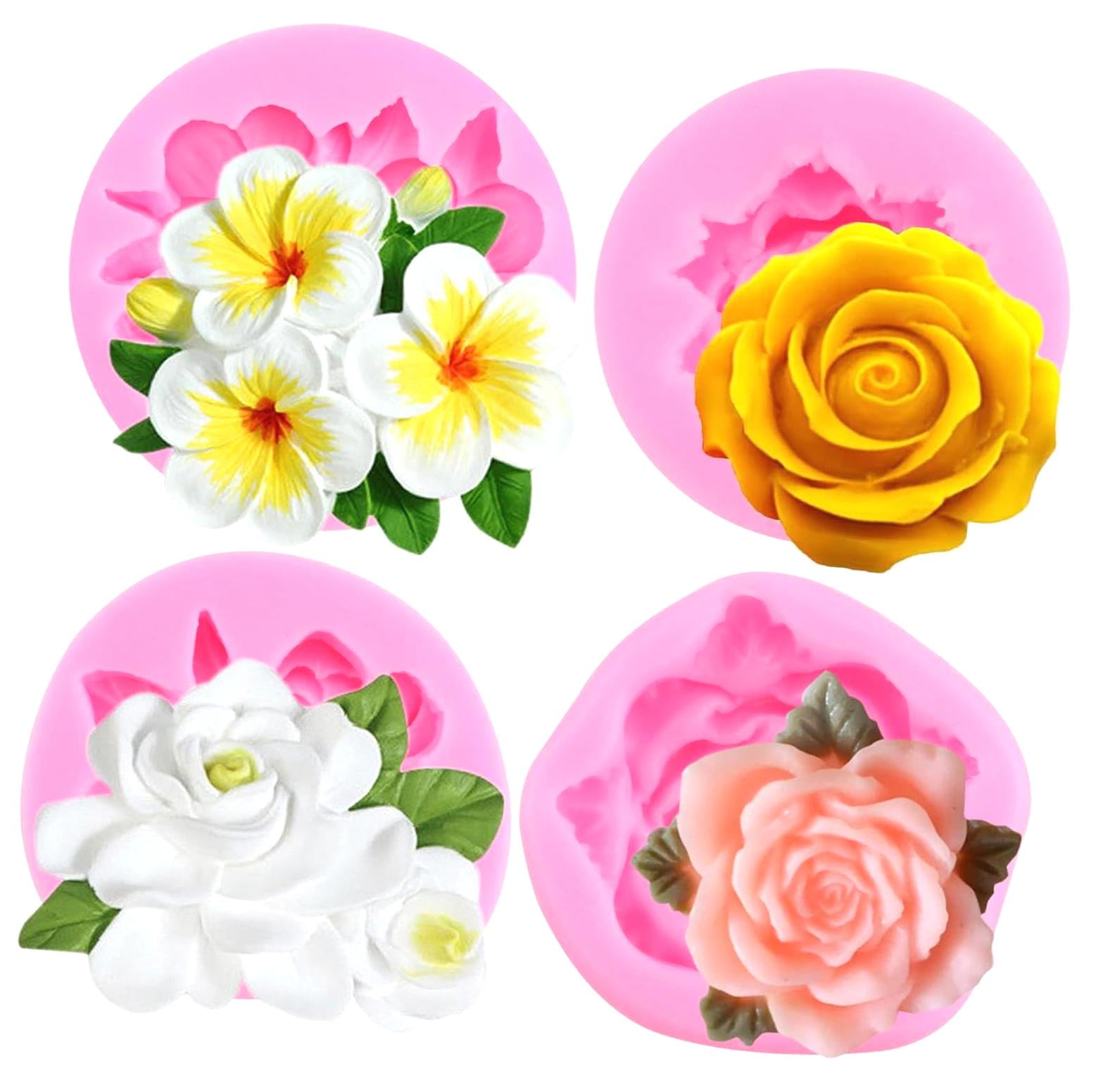 FREEAMG Roses Peony Flowers Silicone Fondant Set for Sugarcraft ...