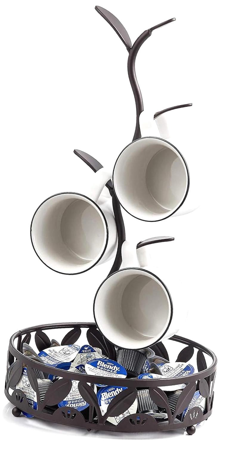 FREEAMG Rotatable Coffee Mug Holder with Pod Storage, 6-Cup Capacity ...