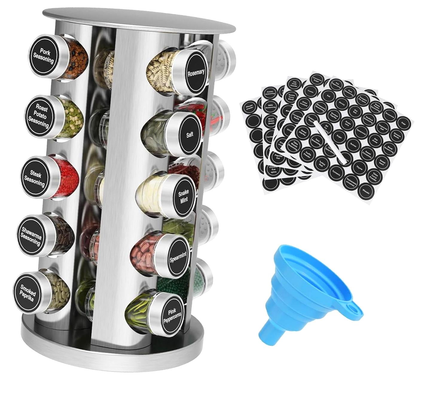 FREEAMG Rotating Spice Rack Organizer, Spice Tower for Countertop ...