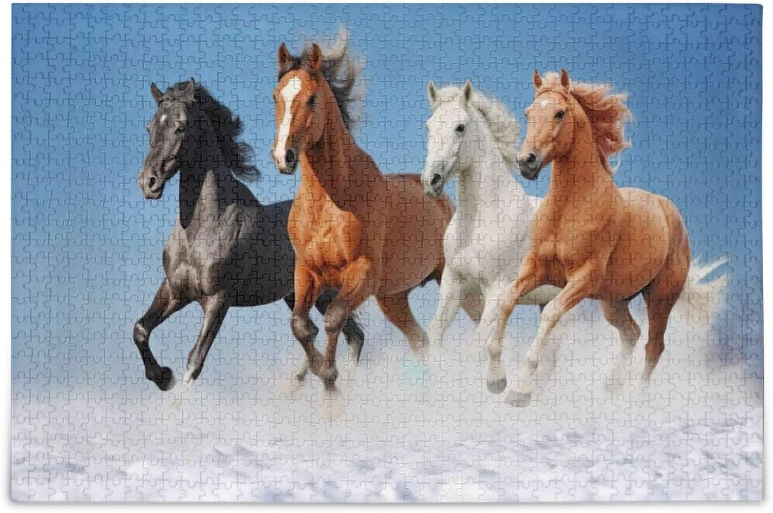 FREEAMG Running Horses Puzzle 1000 Pieces - Wooden Jigsaw Puzzles for ...