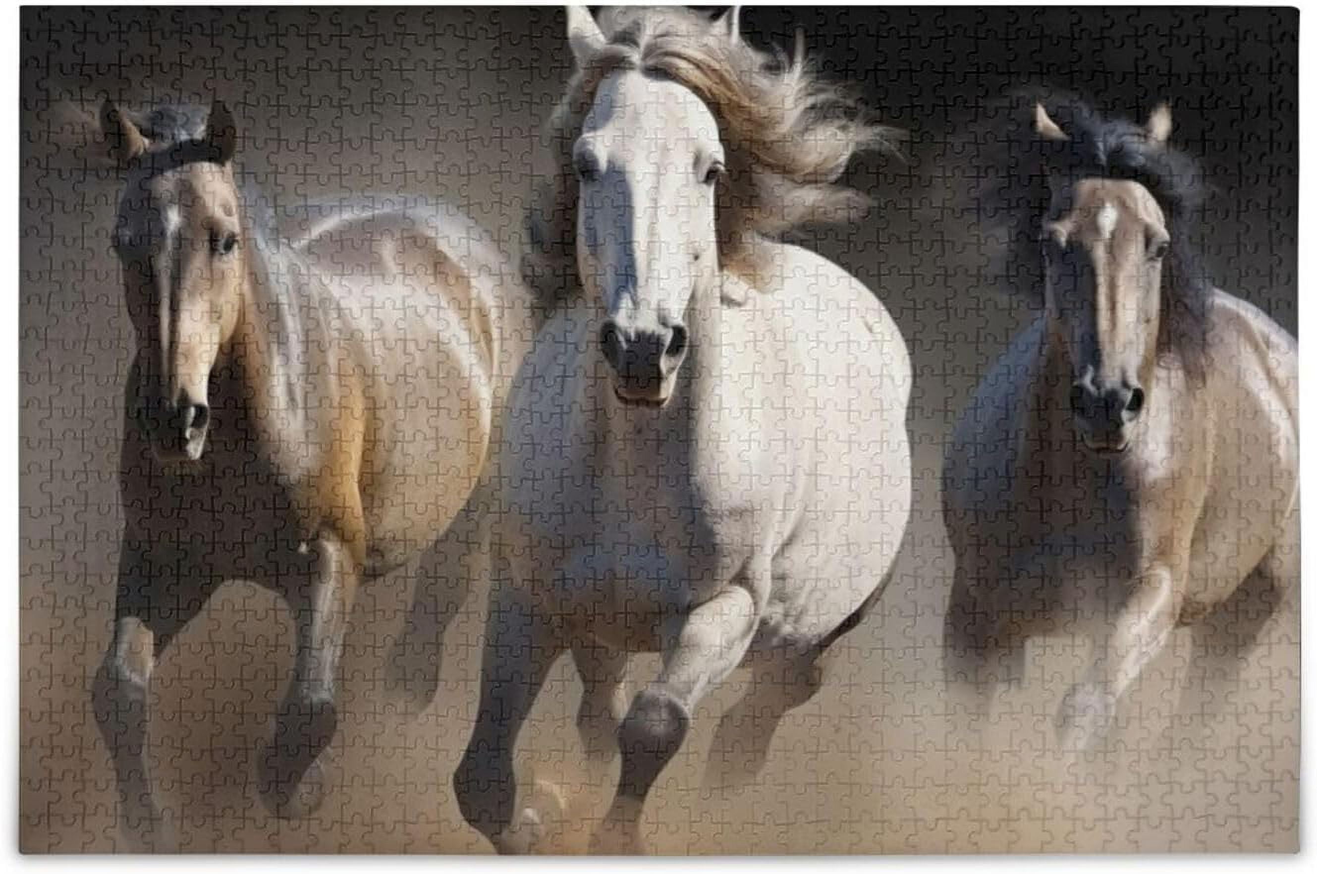 FREEAMG Running Horses Puzzle 1000 Pieces - Wooden Jigsaw Puzzles for ...