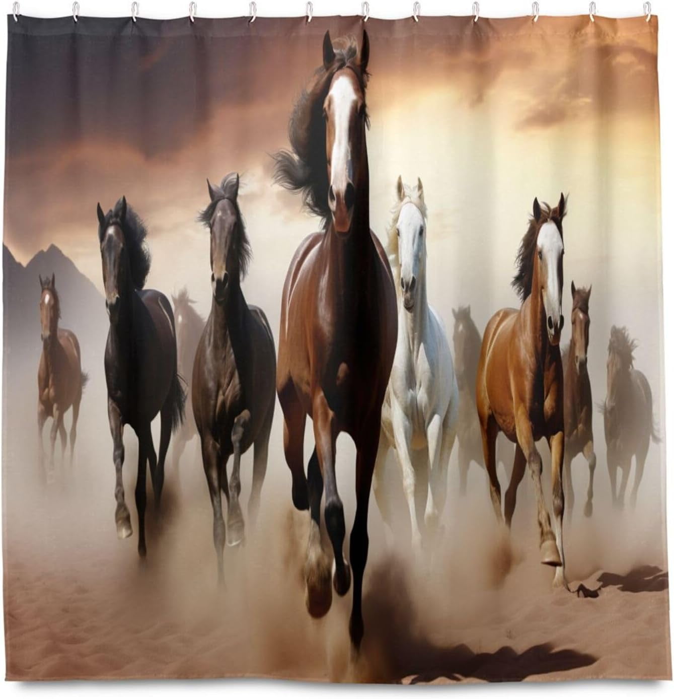 FREEAMG Running Horses Shower Curtain - 72x72 Inch Waterproof Fabric ...