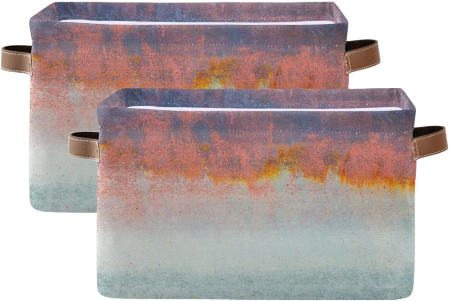 FREEAMG Rust Storage Basket with Handles Collapsible Storage Bins ...