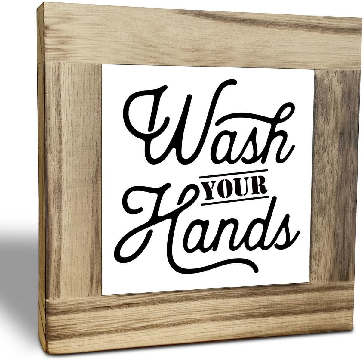 FREEAMG Rustic Bathroom Wood Plaque Sign, Wash Your Hands, Funny ...