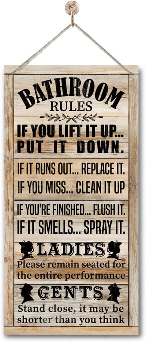 FREEAMG Rustic & Funny Bathroom Signs - Western & Farmhouse Bathroom ...
