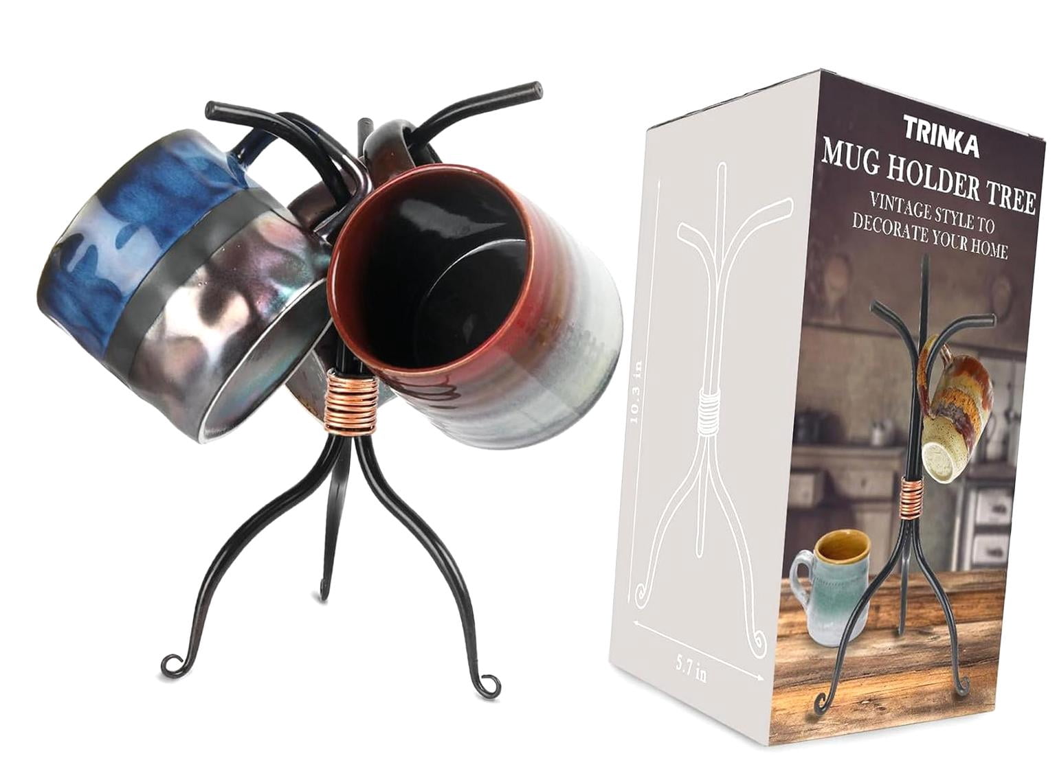 FREEAMG Rustic Mug Holder Tree, Metal Countertop Mug Rack Stand with 3 ...
