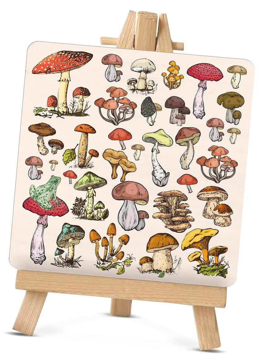 FREEAMG Rustic Mushroom Sign Types of Mushrooms Wooden Plaque with ...