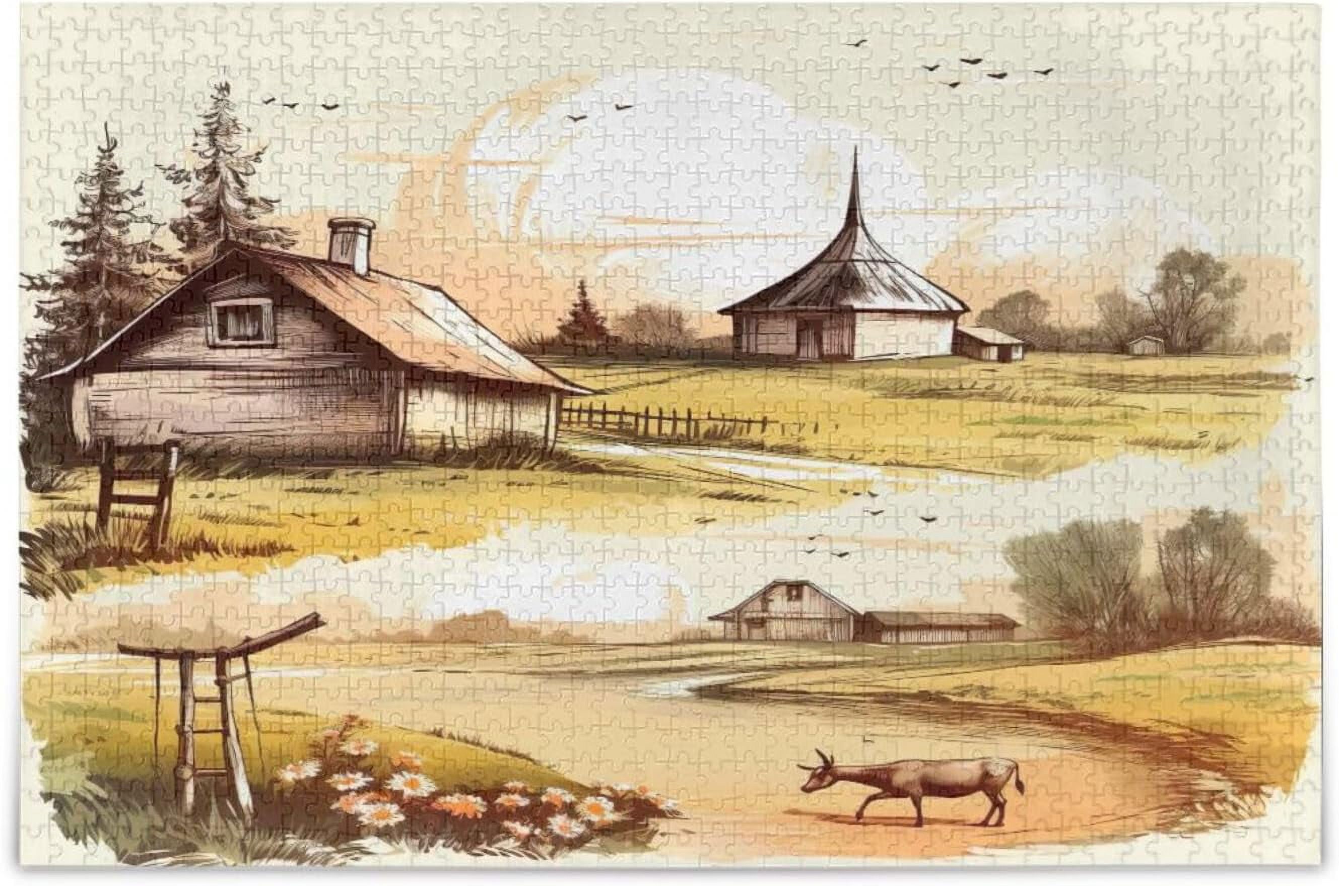 FREEAMG Rustic Theme Puzzle 500 Pieces - Wooden Jigsaw Puzzles for ...