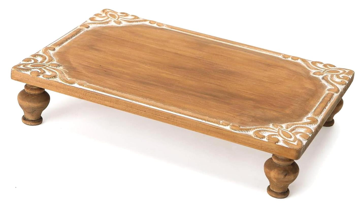 FREEAMG Rustic Wood Display Stands - Farmhouse Pedestal Trays for ...