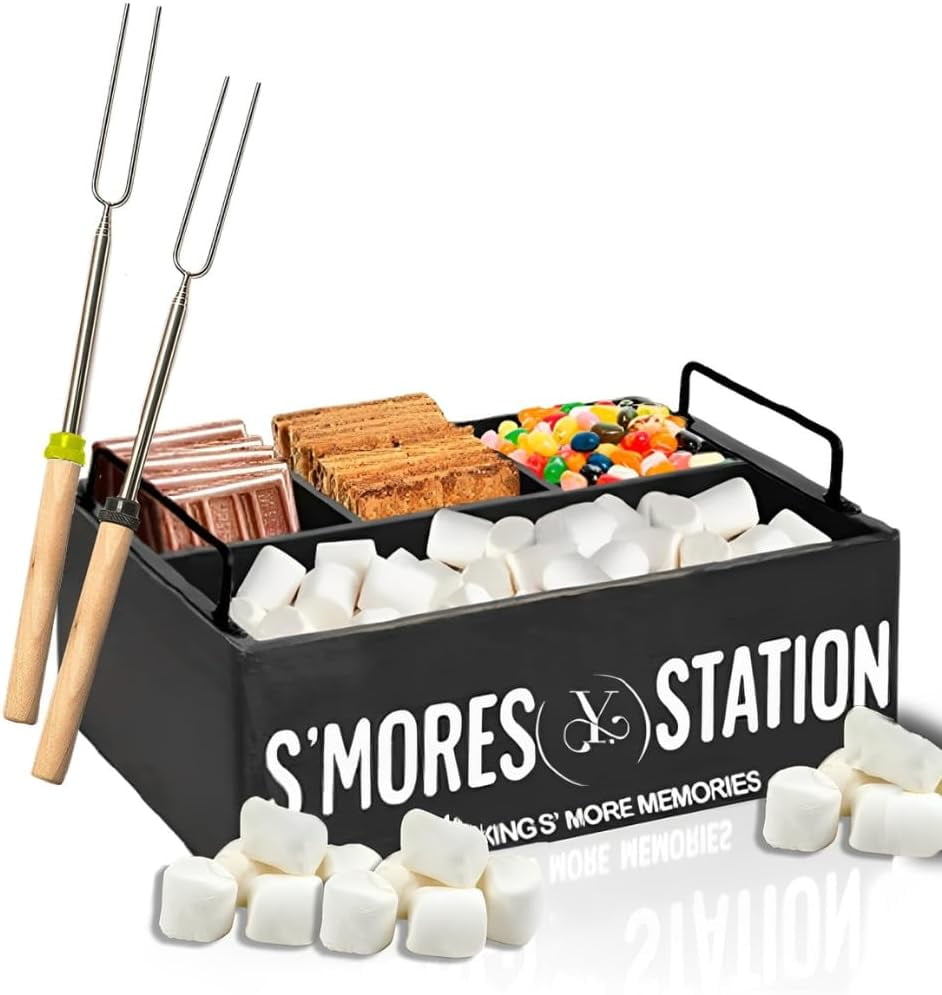 FREEAMG S'mores Station with 2 Adjustable s, Farmhouse Smores Bar ...