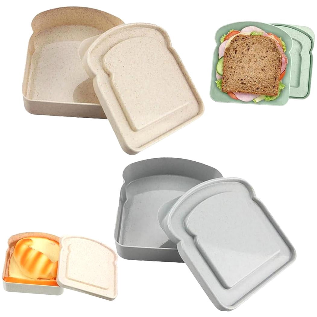 FREEAMG Sandwich Containers, Set of 2 Toast-Shaped Plastic Food Storage ...