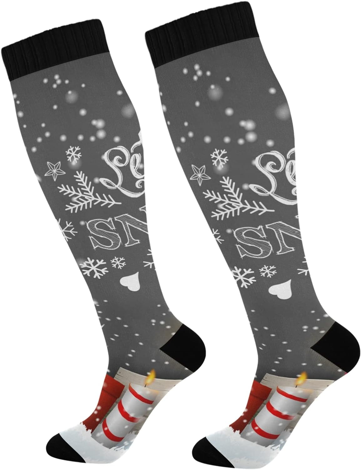 FREEAMG Scandinavian Dwarf Tomte with Candles Compression Socks for ...