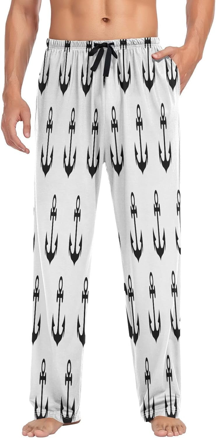 FREEAMG Sea Anchor Pattern Pajama Pants for Men, Men's Separate Bottoms ...