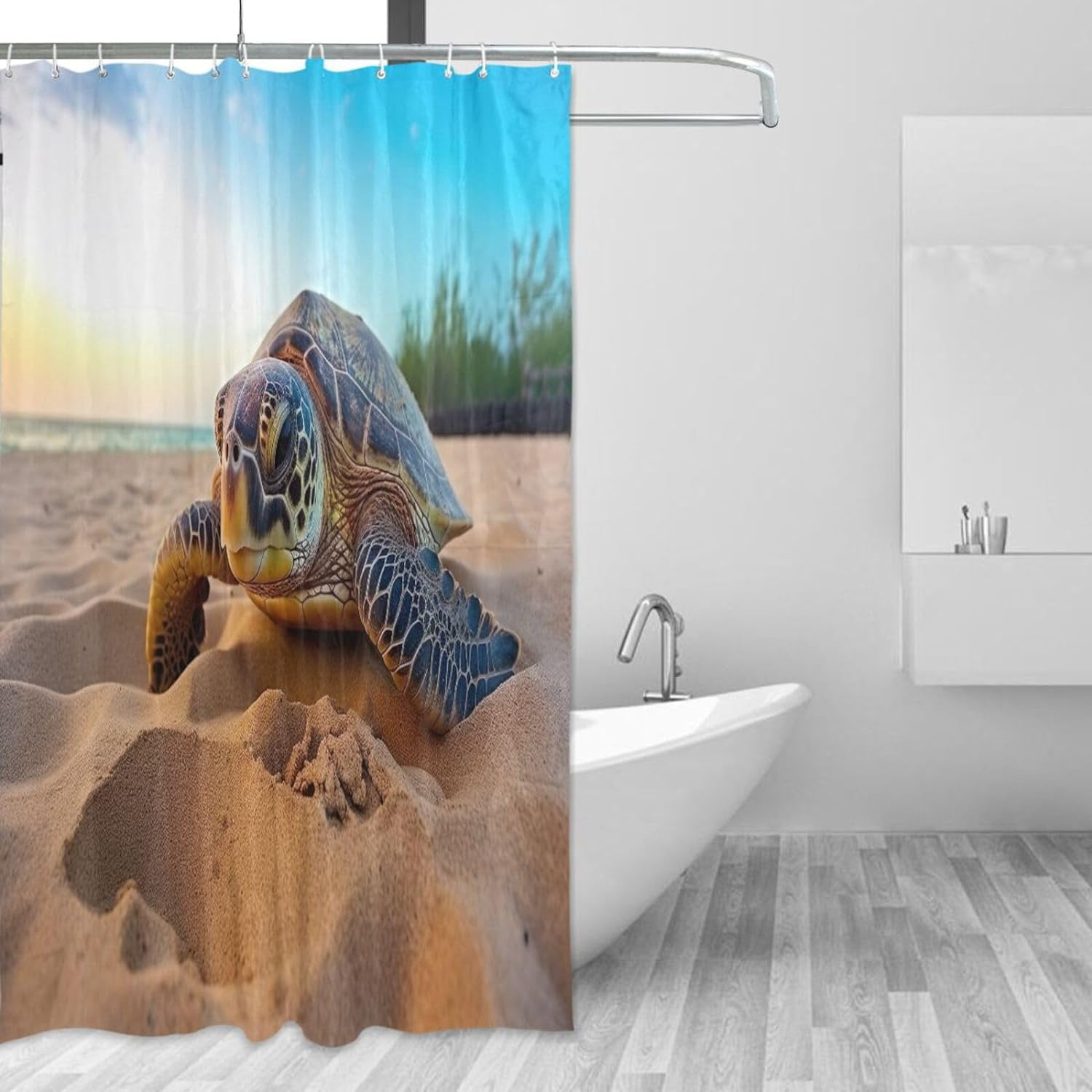 FREEAMG Sea Turtle Shower Curtain Waterproof Washable Shower Bath ...